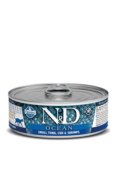 N&D Ocean Cat Small Tuna, Cod&Shrimps – 12×80 g