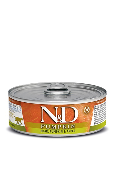 N&D Pumpkin Cat Boar, Pumpkin&Apple – 12×80 g