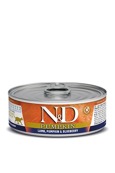 N&D Pumpkin Cat Lamb, Pumpkin&Blueberry – 12×80 g