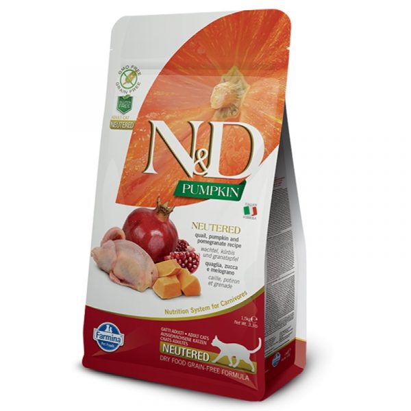 N&D Pumpkin Cat Neutered Quail&Pomegranate – 1,5 kg