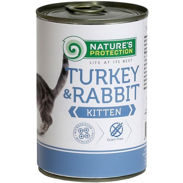 NATURE’S PROTECTION Can Kitten Turkey&Rabbit – 6×400 g