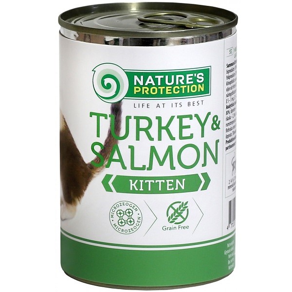 NATURE’S PROTECTION Can Kitten Turkey&Salmon – 6×400 g