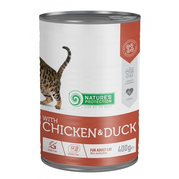 NATURE’S PROTECTION Can Sterilised Chicken&Duck – 6×400 g