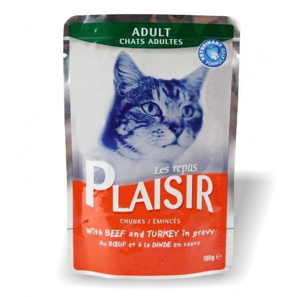 Plaisir Adult Cat Beef and Turkey – 22×100 g