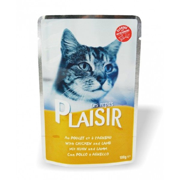 Plaisir Adult Cat Chicken and Lamb – 22×100 g