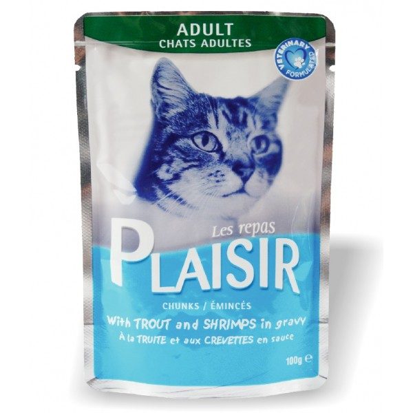 Plaisir Adult Cat Trout and Shrimps – 22×100 g