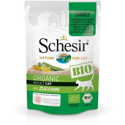 Schesir Cat BIO Organic Piletina i Svinjetina sa Tikvicama – 12×85 g