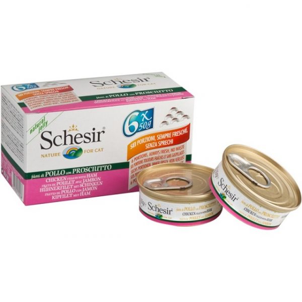 Schesir Cat Multipak Piletina i Šunka – 6×50 g