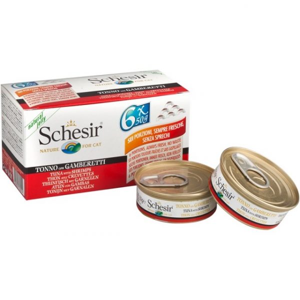 Schesir Cat Multipak Tunjevina i Gambori – 6×50 g