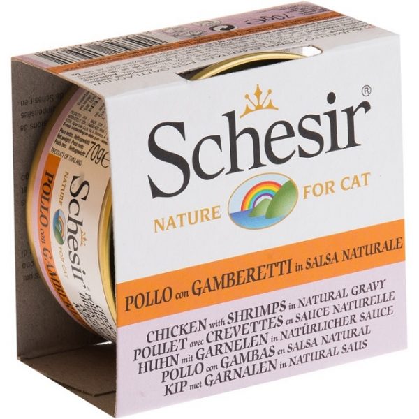 Schesir Cat Piletina i Račići u prirodnom sosu – 12×70 g