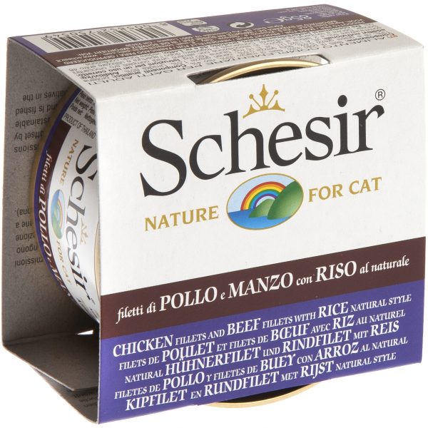 Schesir Cat Piletina, Govedina i Pirinač u sopstvenom soku – 12×85 g