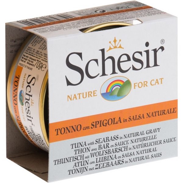 Schesir Cat Tunjevina i Brancin u prirodnom sosu – 12×70 g