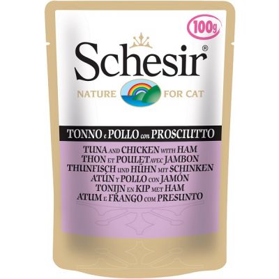 Schesir Cat Tunjevina i Piletina sa Šunkom preliv – 12×100 g