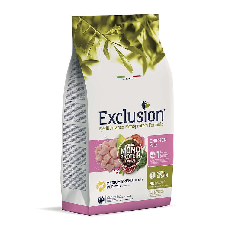 Exclusion Mediterraneo Monoprotein Puppy Medium Piletina 12 kg