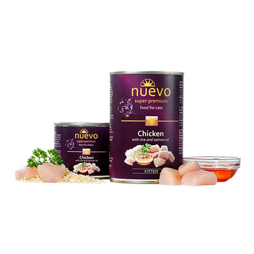 Nuevo Kitten konzerva za mačke Piletina, Pirinac, Ulje lososa 200 g