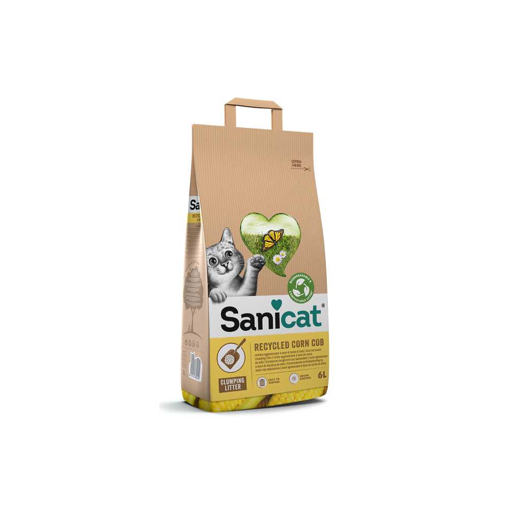 SANICAT Recycled Corn Cob posip za mačke 6l