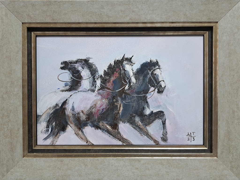 Konji 9, Dragan Tasić, akril na lesonitu, sa 30×40 cm, bez 20×30 cm, sertifikat, 7080 dinara