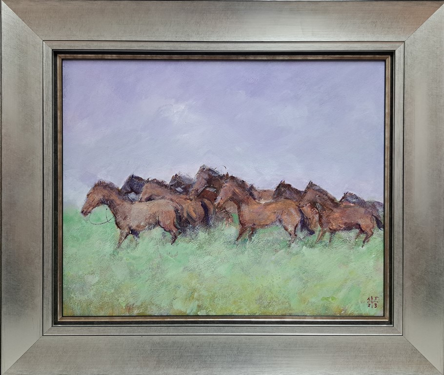 Konji 16, Dragan Tasić, akril na lesonitu, sa 57×67 cm, bez 40×50 cm, sertifikat, 17700 dinara