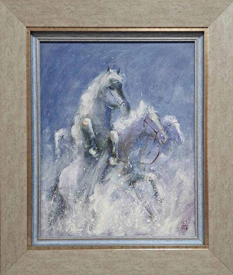 Konji 11, Dragan Tasić, akril na lesonitu, sa 67×57 cm, bez 50×40 cm, sertifikat, 17700 dinara