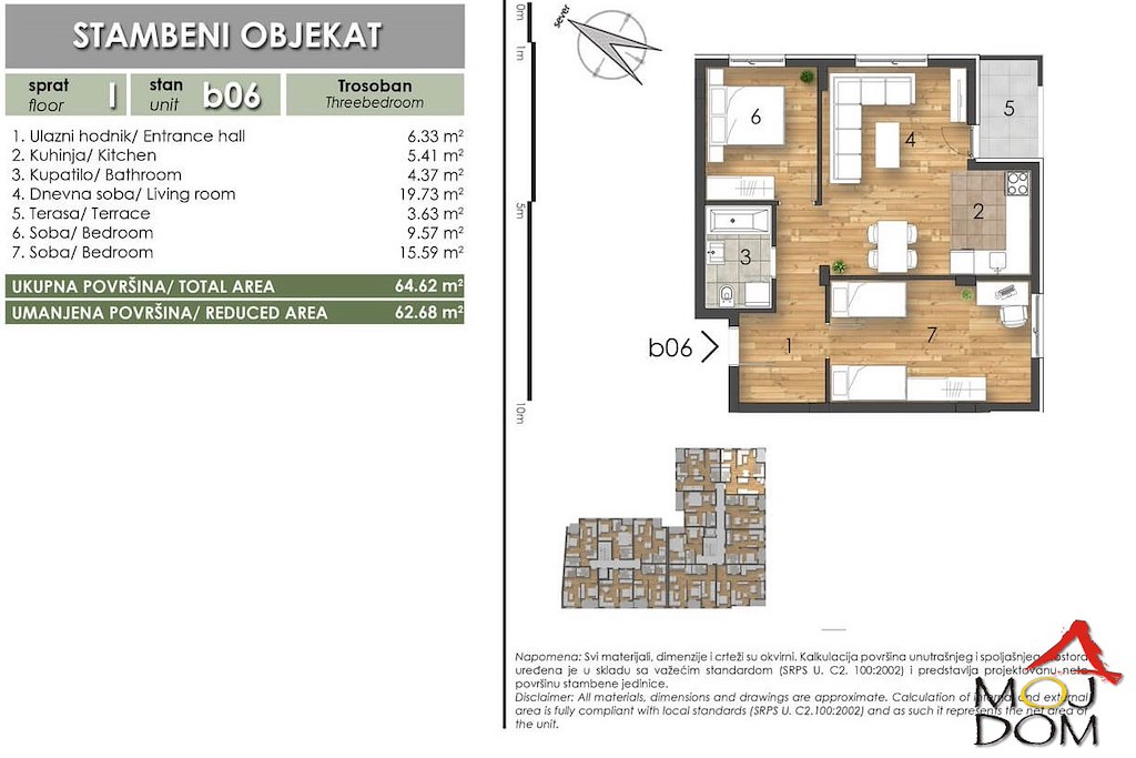 Stan,NOVI SAD,TELEP,kv: 63, € 157000, ID: 1026633