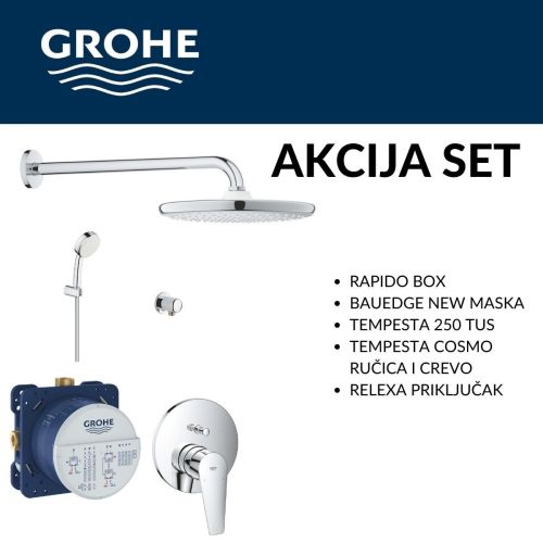 GROHE SET UGRADNI ZA TUŠ BAUEDGE NEW SA TUŠ RUČICOM I CREVOM