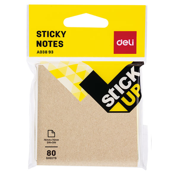 STICKY NOTES Natur Kraft 76x76mm A03893, DELI