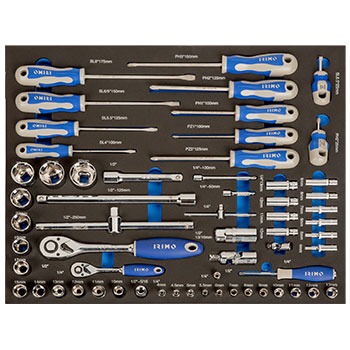 Irimo set nasadnih ključeva 1/2" i 1/4" i odvijača u 3/3 penastom ulošku 60 kom IFF1A004