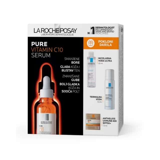 LA ROCHE-POSAY PURE VITAMIN C SERUM 30ML+ MICELARNA VODA 50 ML+ TERMALNA VODA 50ML+ ANTHELIOS UVMUNE SPF50 TESTER