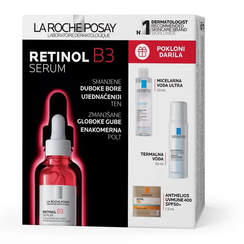 La Roche-Posay Retinol B3+micelarna voda 50ml+termalna voda u spreju 50ml+anthelios UVmune SPF50 1,5 ml