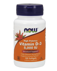 NOW Vitamin D-3 5000 IU
120 softgel kapsula