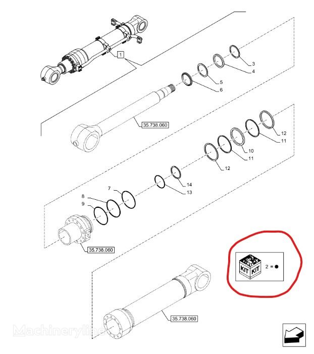 Case LZ014900 hidraulični cilindar za Case CX750D bagera