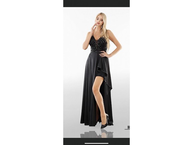 Crna duga asimetricna haljina