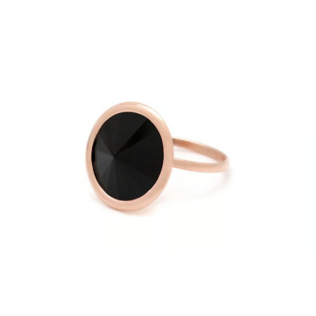 Ženski victoria cruz basic jet rose gold prsten sa swarovski kristalom ( a3026-46a )