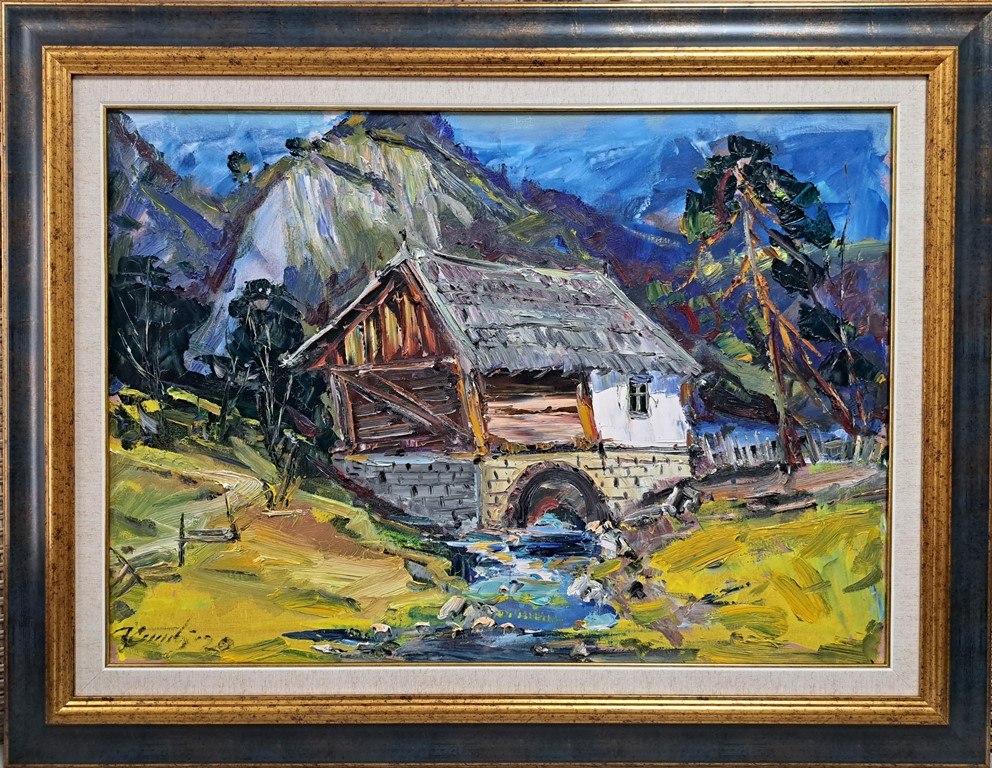 Stara vodenica, Đorđe Stanić, ulje na platnu, sa 69×89 cm, bez 50×70 cm, sertifikat, 450 eura