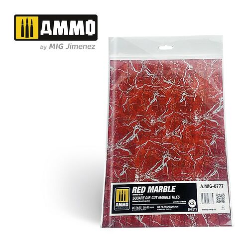 AMMO of Mig Jimenez 8777 Red Marble - Square Die-Cut Tiles