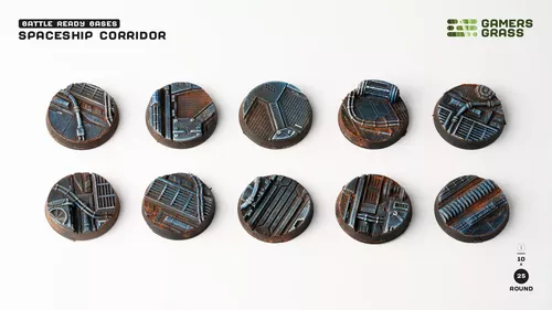 GamersGrass GGB-SPR25 Spaceship Corridor Bases Round 25mm (x10)