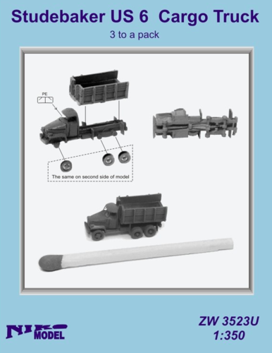 NIKO MODEL ZW3523U Studebaker US 6 Cargo Truck 3 to a pack