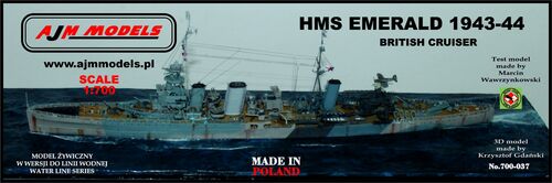 AJM Models 700-037 HMS EMERALD 1943-1944 British Cruiser