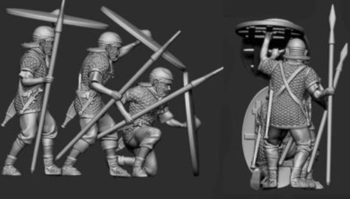 Germania-Figuren 72-AN-2009 Roman shield wall Auxiliary Infantry spear