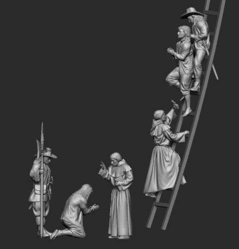 Germania-Figuren 72-5300 At the gallows tree 2 convicts guard monks
