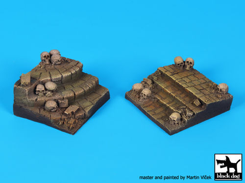 Black Dog FD018 Stairs with skulls for 75 mm figures (50x50/55x55 mm)