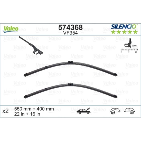 VALEO Metlice brisača flat prednje - set ALFA 147