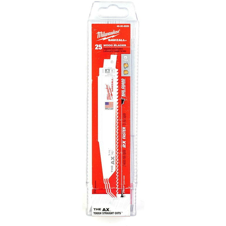 Milwaukee Listovi sabljaste testere za drvo 230 mm, 5 TPI, 25 kom, 48008026