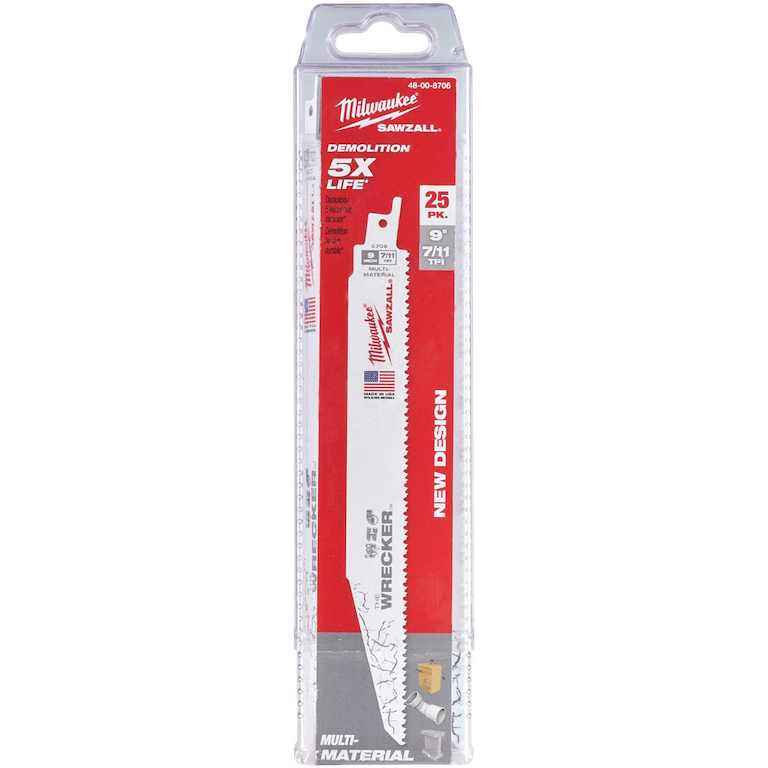 Milwaukee Listovi sabljaste testere za drvo i metal 230 mm, 7/11 TPI, 25 kom, 48008706