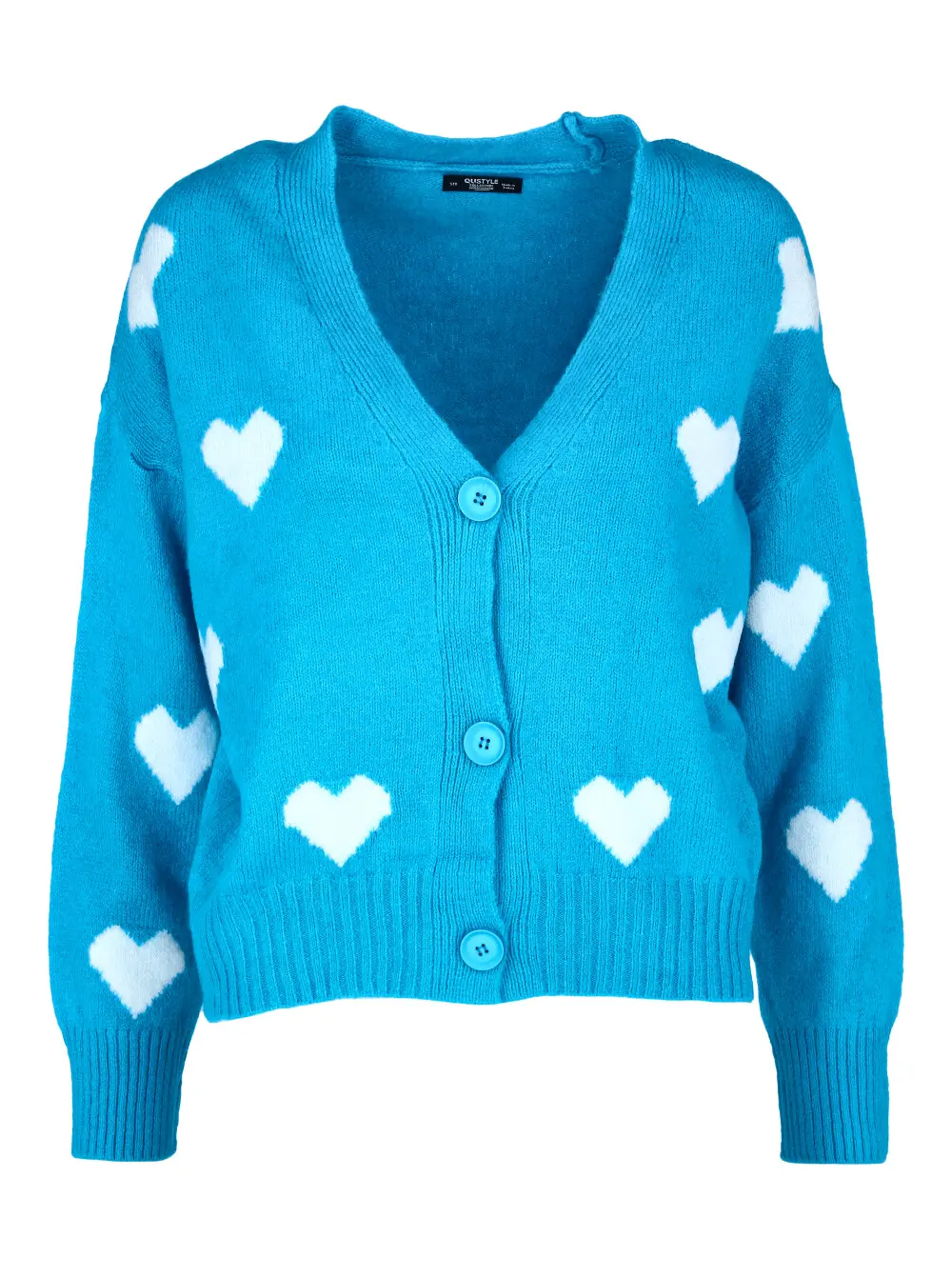 QU STYLE Ženski džemper plavo-beli