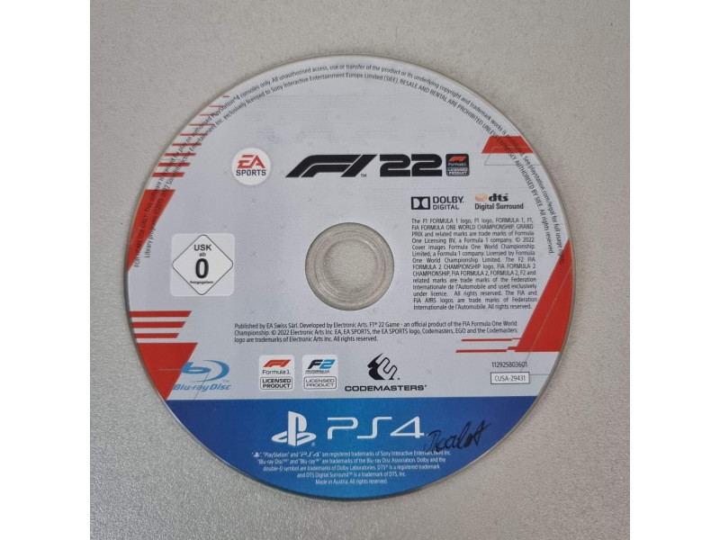 F1 Formula 1 22 PS4 samo disk
