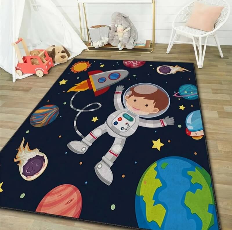 Tepih za decu sa gumenom podlogom 120x180cm – Kosmonaut u svemiru, TG-003