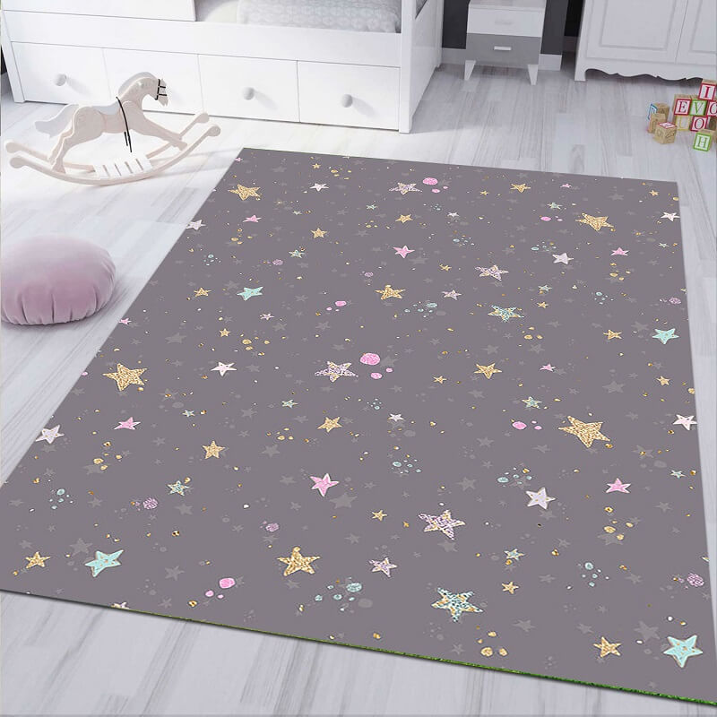 Tepih za decu na gumenoj podlozi 120x180cm – Zvezdice, sivi, TG-044