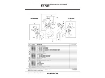 PLASTIKA I ZAVRTANJ RUČICA MENJAČA/KOČNICA SHIMANO ST7900 LEFT &amp; FIXING SCREW Y6RT98040 SHIMANO