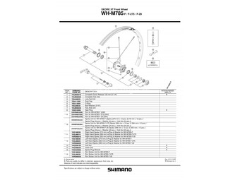 ŽICA SHIMANO WHM785F275 LEFT 282MM &amp; PLUG/WASHER Y43L98020 SHIMANO